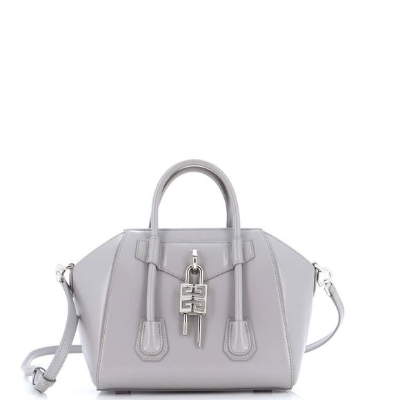 Givenchy | Bags | Givenchy Antigona Lock Bag Leather Mini Gray | Poshmark